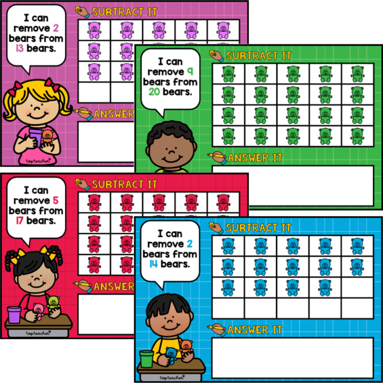 Subtraction within 20 Task Cards: Subtracting Bears – Top Teacher Subtraction within 20 Task Cards: Subtracting Bears – Top Teacher